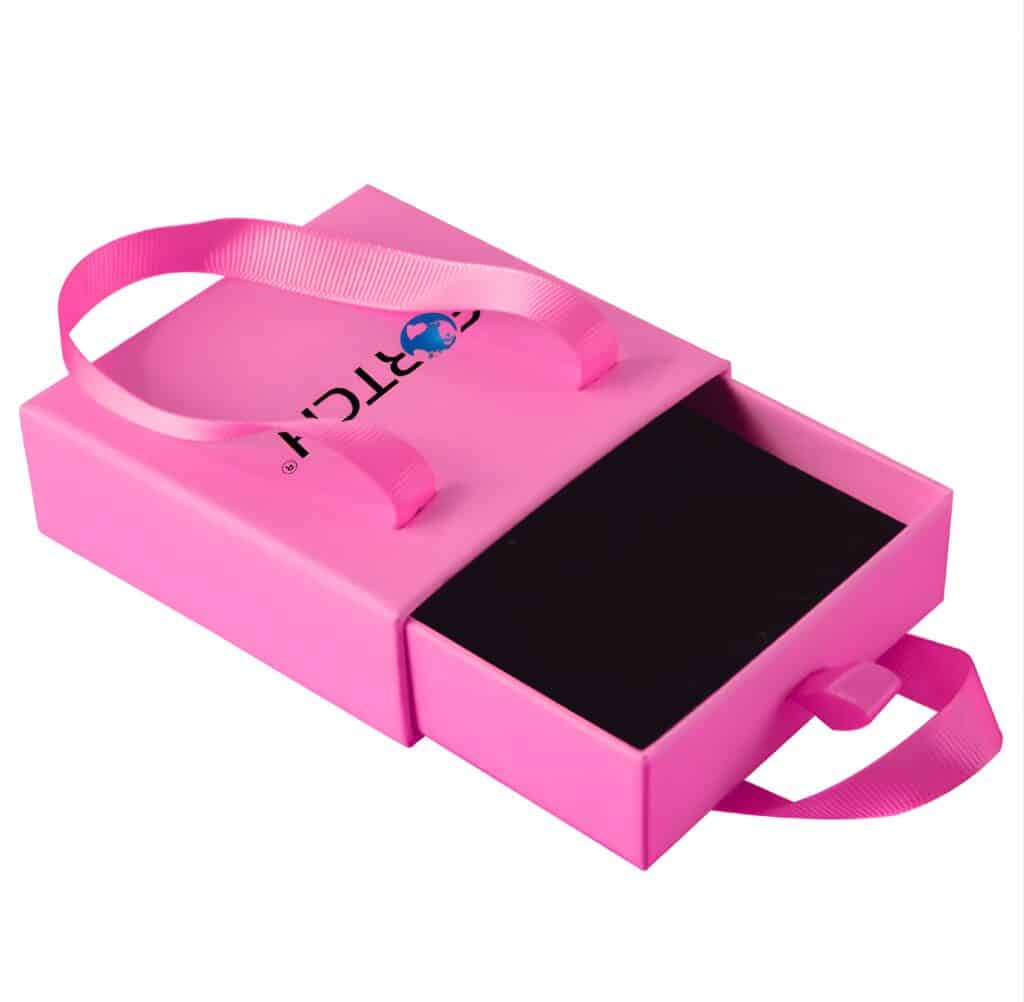 Luxury Kraft Paper Drawer Jewelry Box with Ribbon Handle - Fortune Port ...